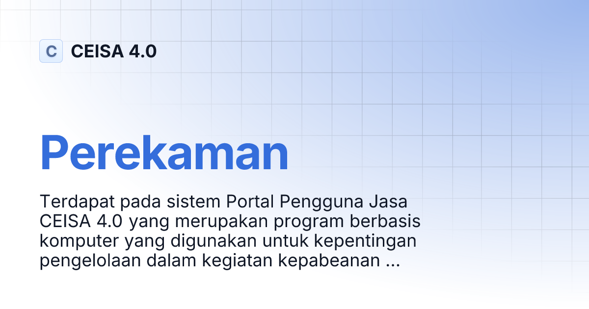 Perekaman | CEISA 4.0