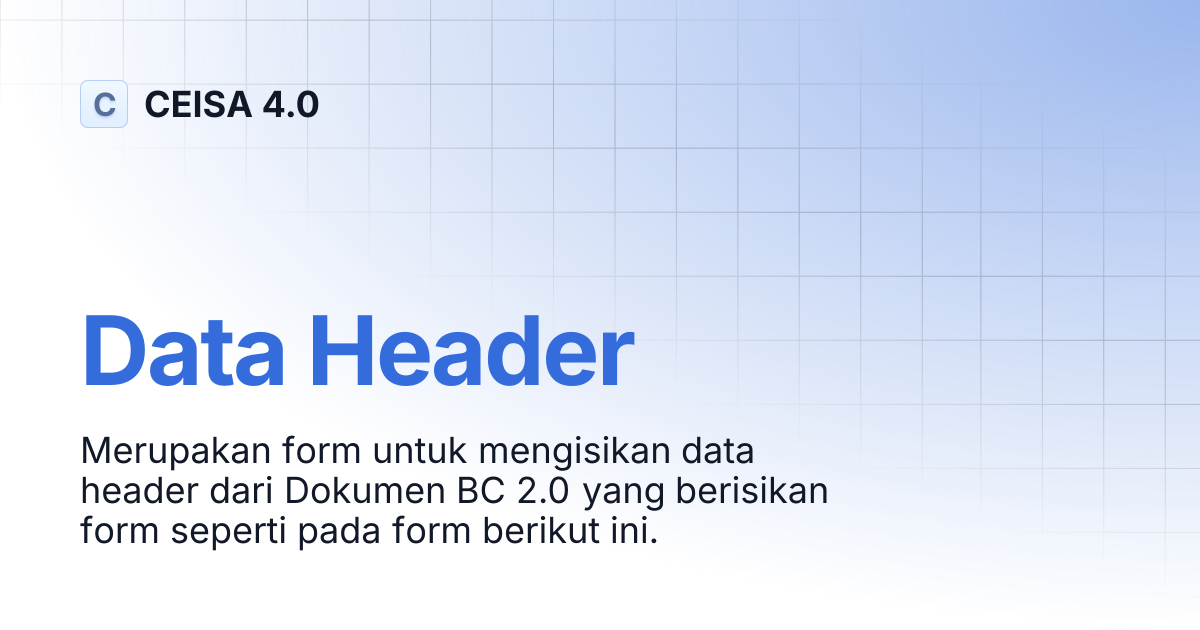 Data Header | CEISA 4.0